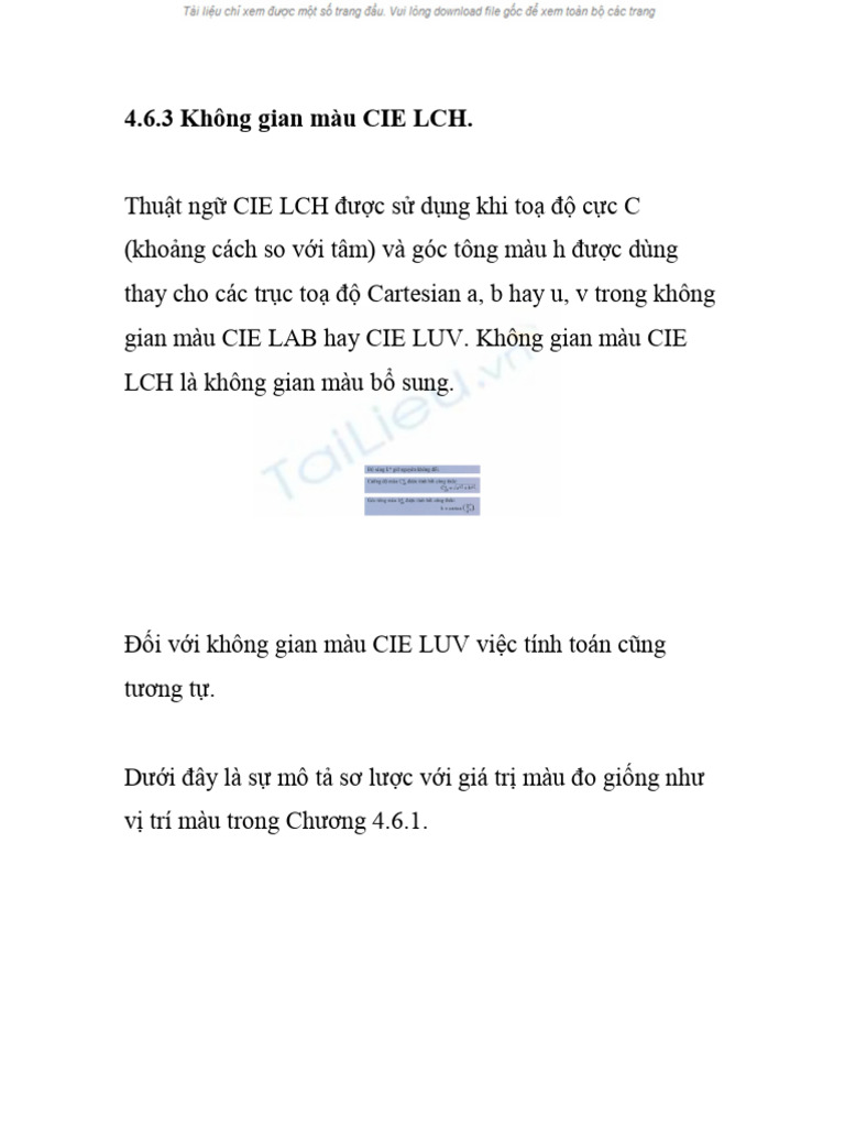 Thu G (Kho Ùng Thay Cho Các TR Gian Màu CIE LAB Hay CIE LUV. Không Gian ...