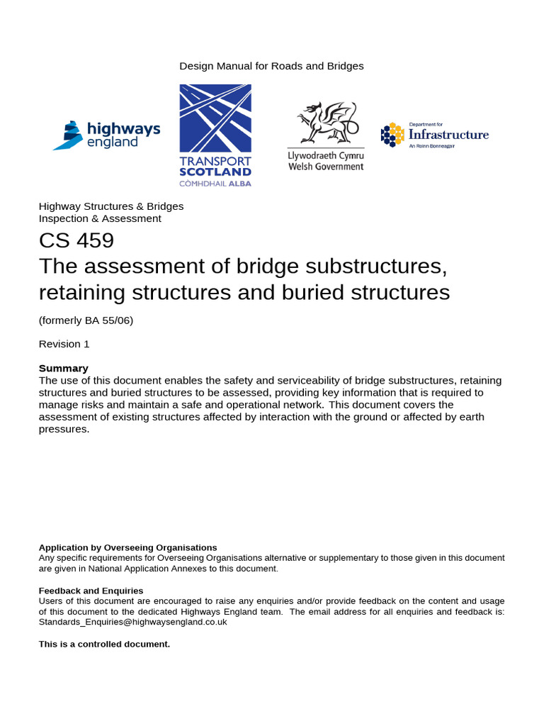 CS 459 Revision 1 The Assessment of Bridge Substructures, Retaining ...