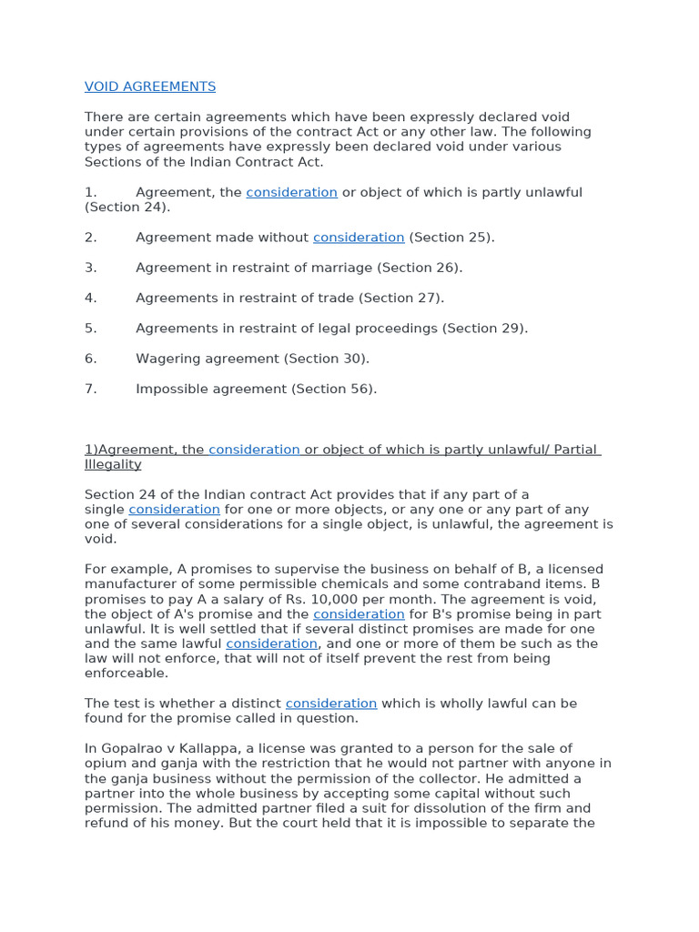 Void Agreements | PDF | Arbitration | Restraint Of Trade