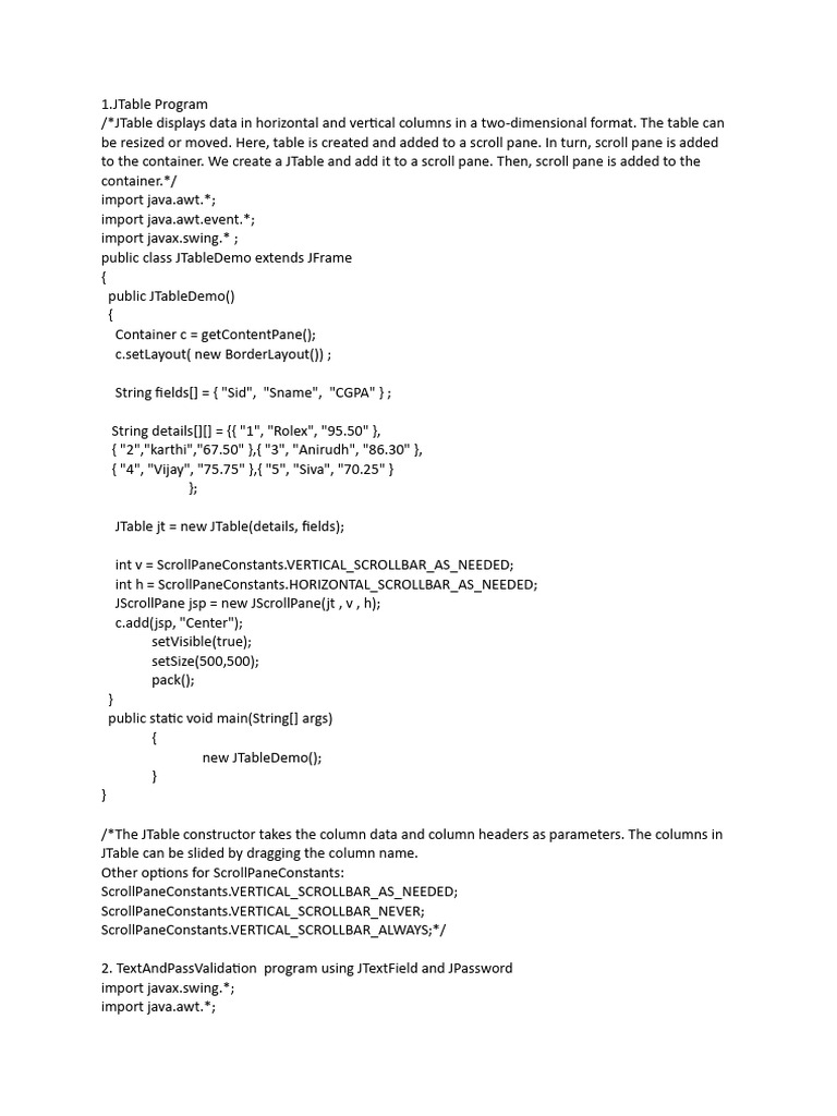 Swing programs | PDF | Computer Libraries | Computing