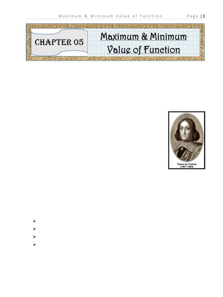 4 Chapter 05 Maximum Minimum Value Of Function E Pdf Analysis