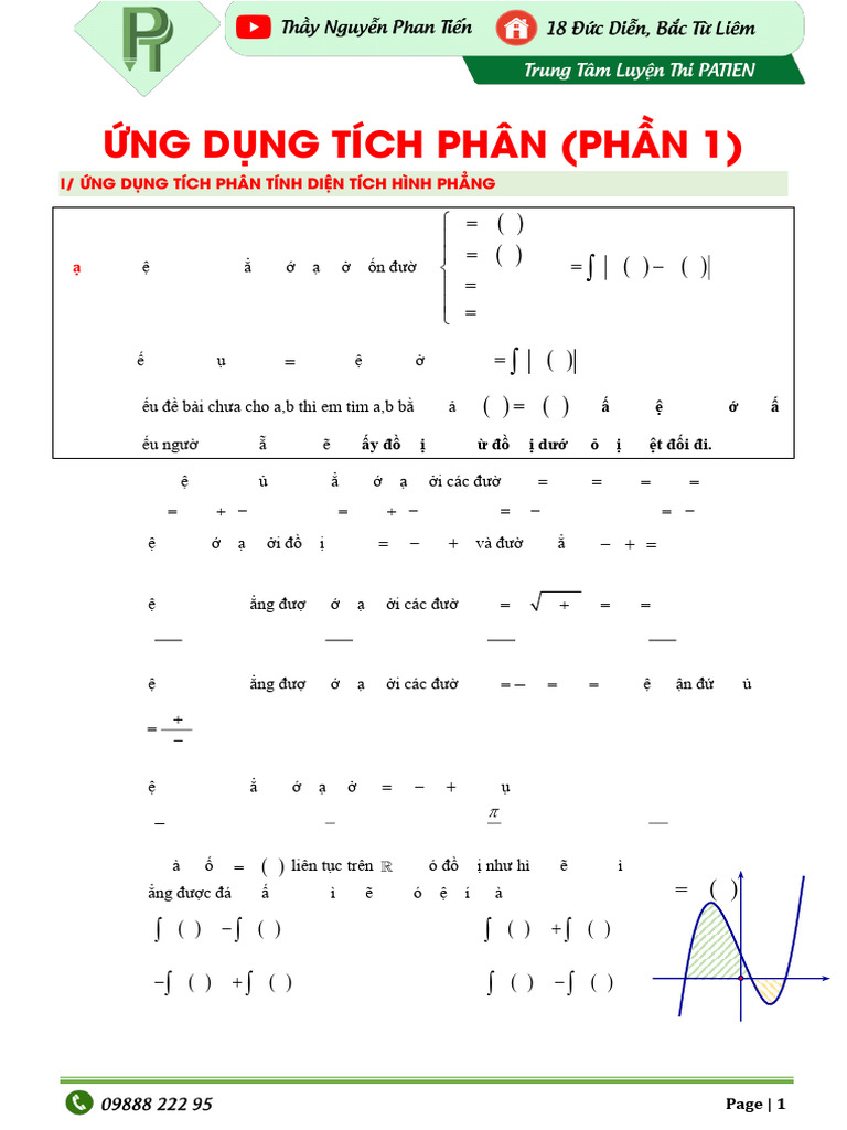 3.1 ứng dụng tích phân tính diện tích - bt | PDF