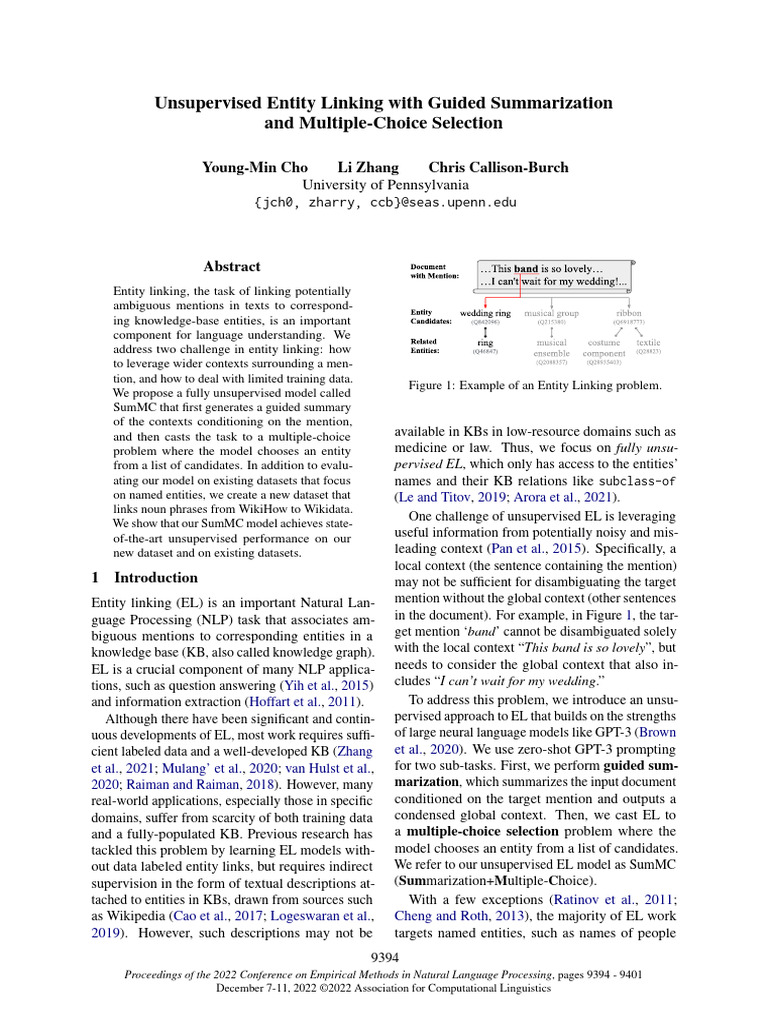 Cho, Y. M., Et Al. (2022) - Unsupervised Entity Linking With Guided ... Cho, Y. M., Et Al. (2022) - Unsupervised Entity Linking With Guided ...