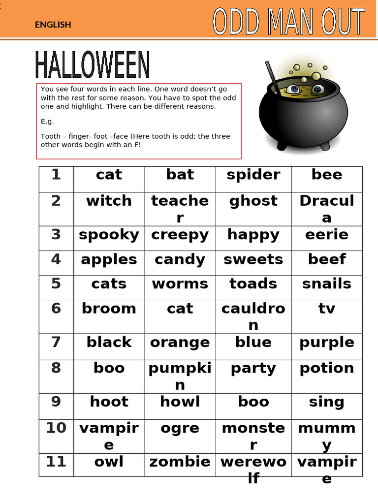 Halloween Odd-One-Out Quiz | PDF