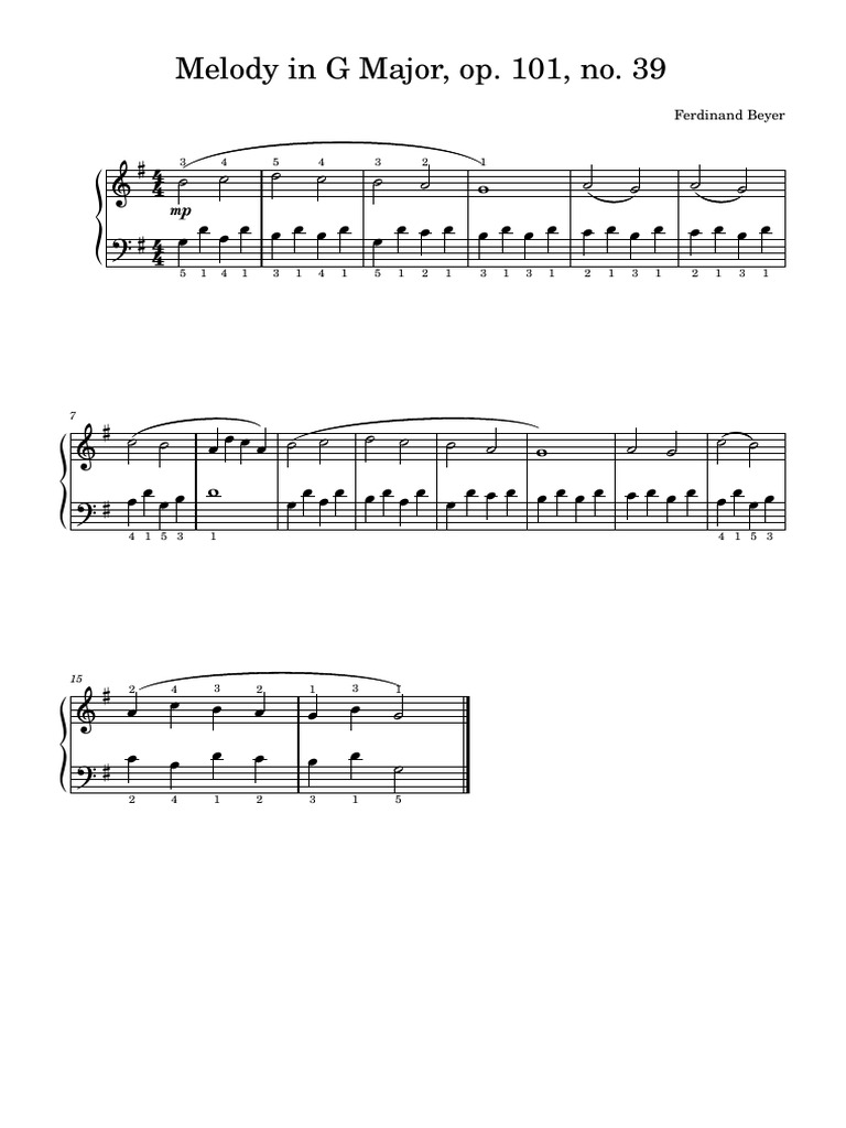 Melody in G Major, Op. 101, No. 39 | PDF