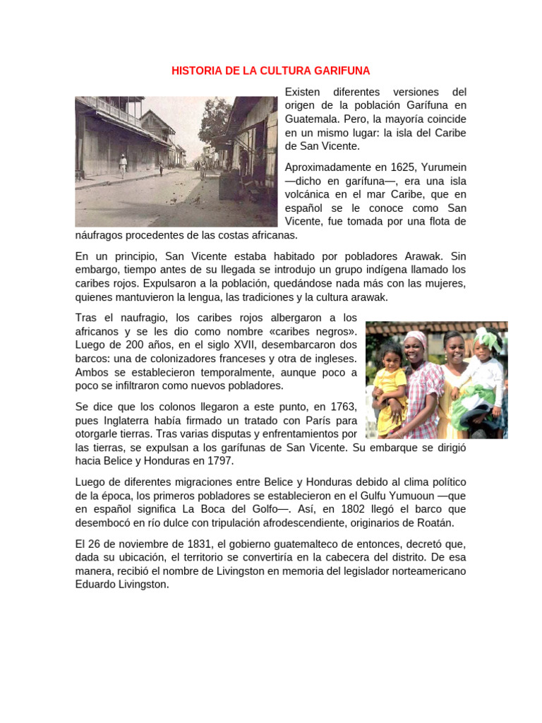 Historia de la Cultura Garifuna | PDF | Pueblos Indígenas de las ...