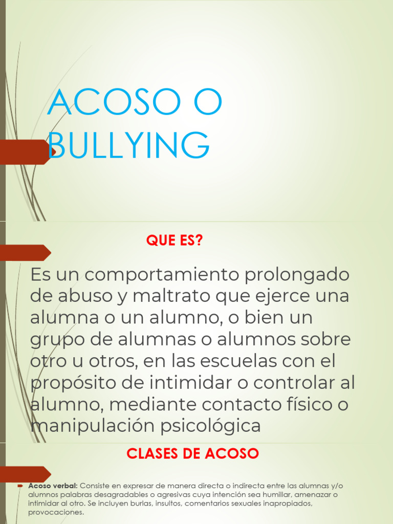Tipos y Consecuencias del Acoso Escolar | PDF | Relaciones personales ...