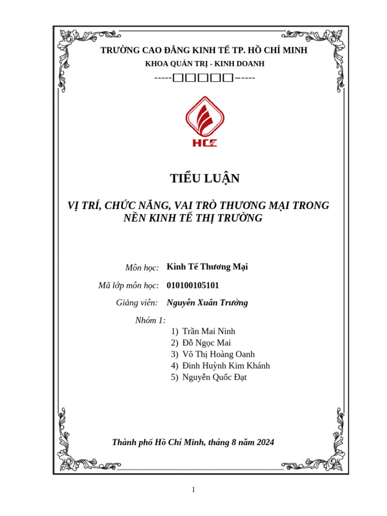 KTTM - Nhóm 1 | PDF