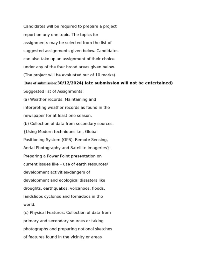 Class 9 Geography Project Guidelines | PDF