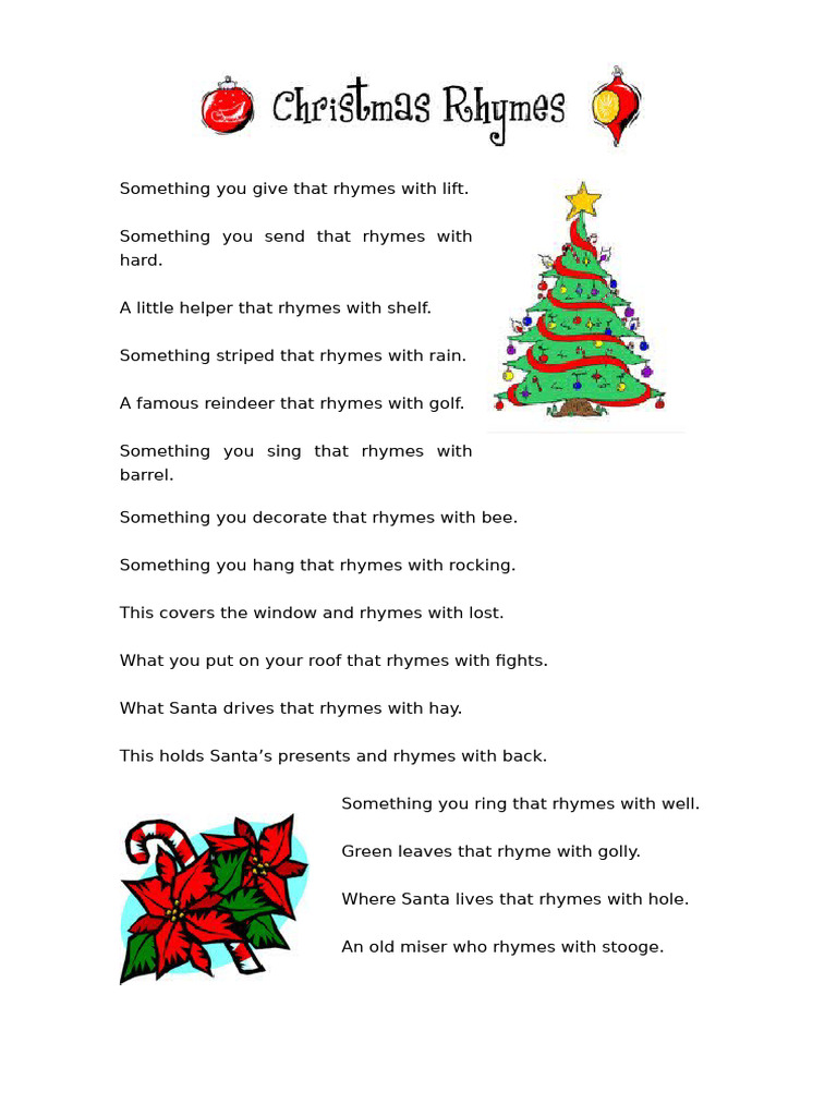 Holiday Rhyme Challenge for Kids | PDF