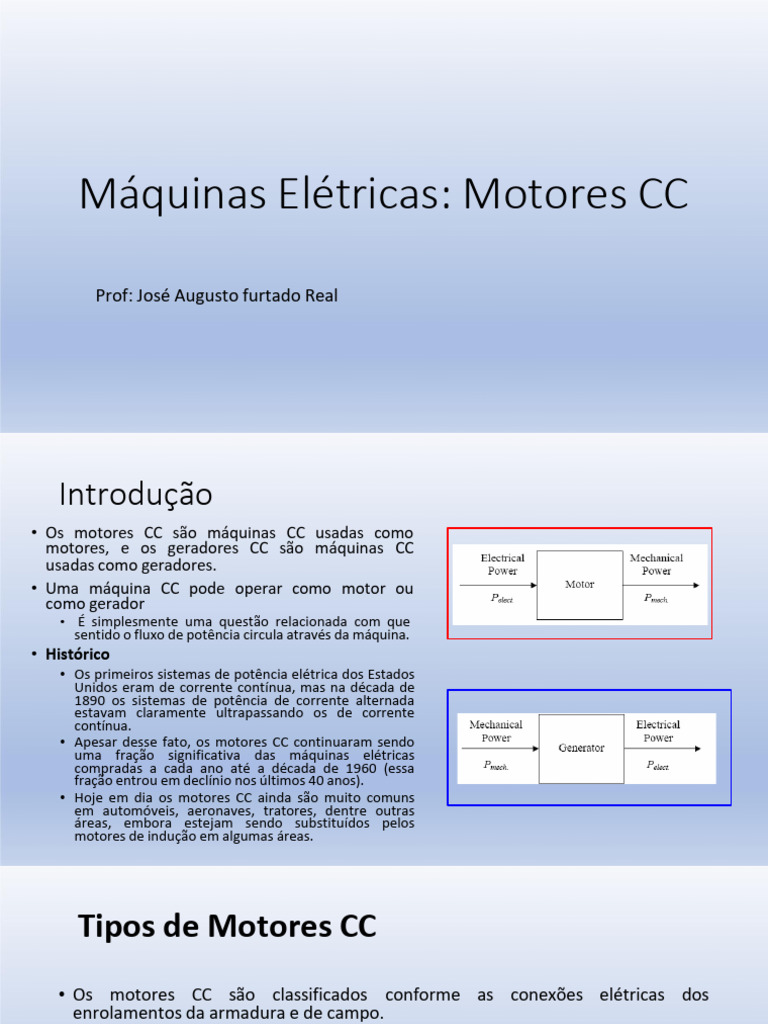 Dinâmica de Máquinas Elétricas 2024 Aula3 | PDF | Motor elétrico | Rede elétrica