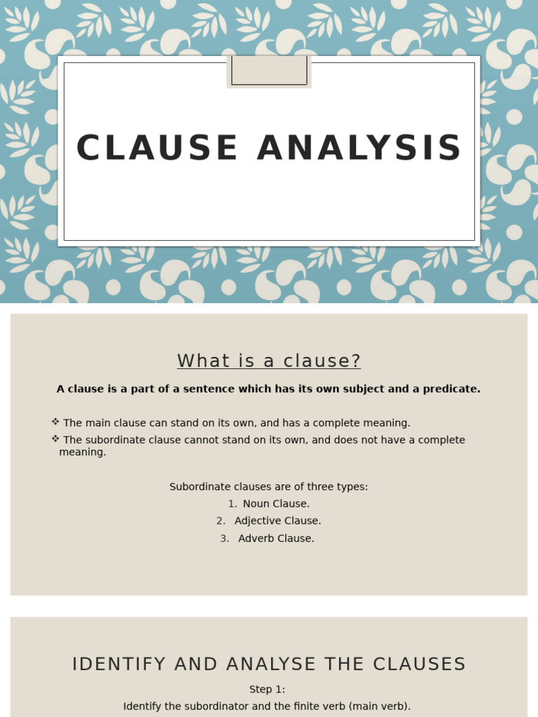 CLAUSE ANALYSIS | PDF | Verb | Clause