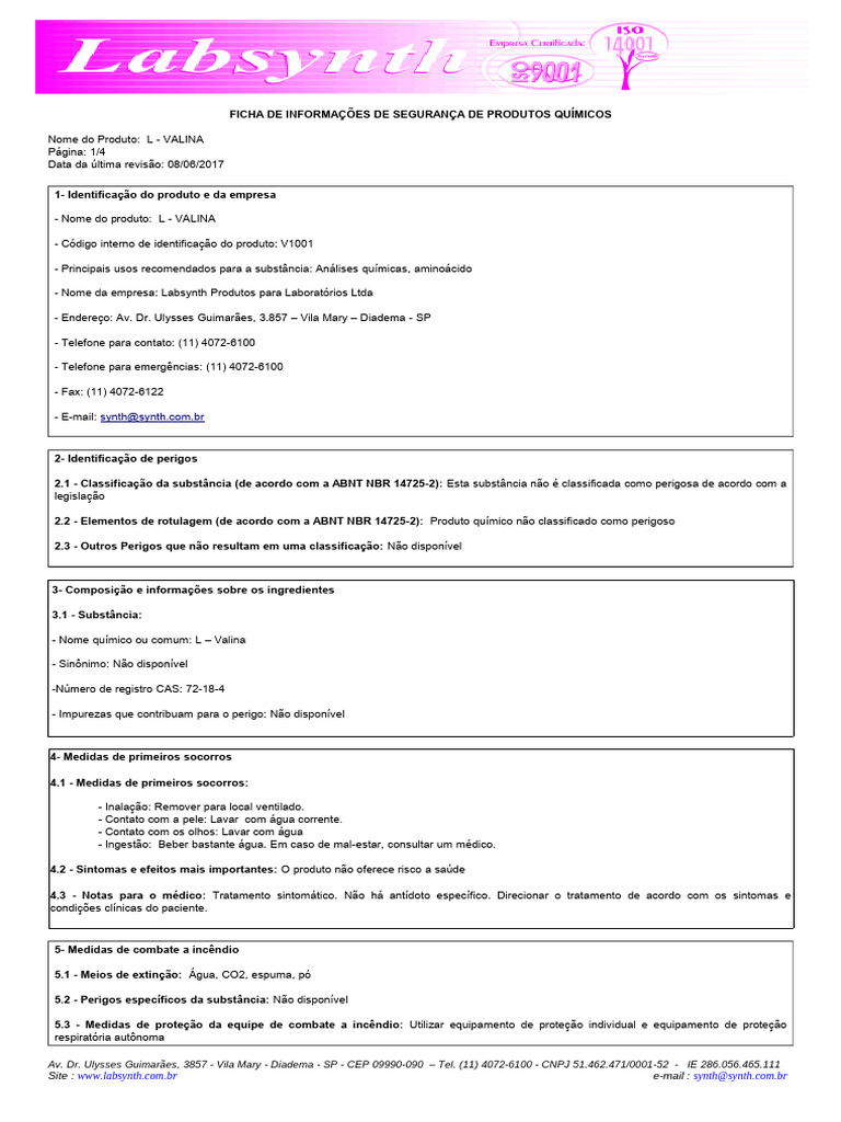Valina L | PDF | Química