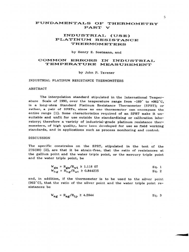 Fundamentals of Thermometry - Part 5 | PDF