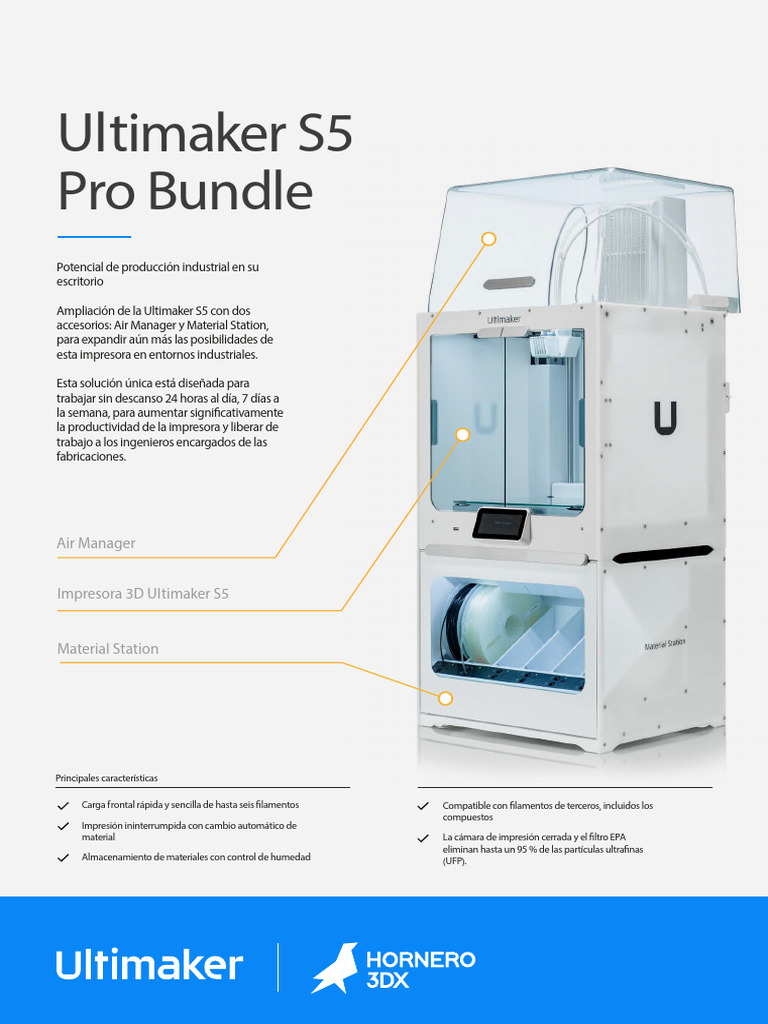 Ultimaker S5 Pro Bundle + Data Sheet Materiales | PDF | Producción y ...