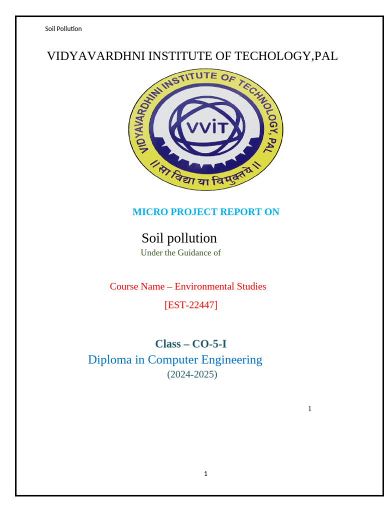 Microproject On Soil Polution | PDF | Pollution | Soil