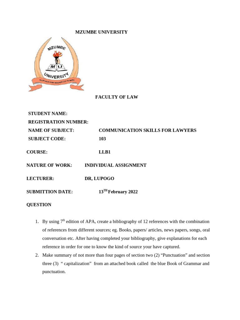 Communication Skills Sample Assigment | PDF | Bracket | Comma