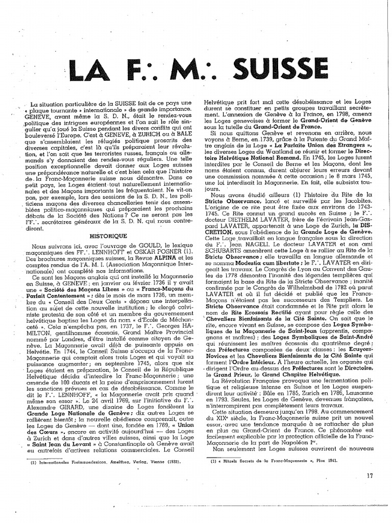 Jean Marqués-Riviére - La F - M Suisse (Les Documents Maçonniques ...