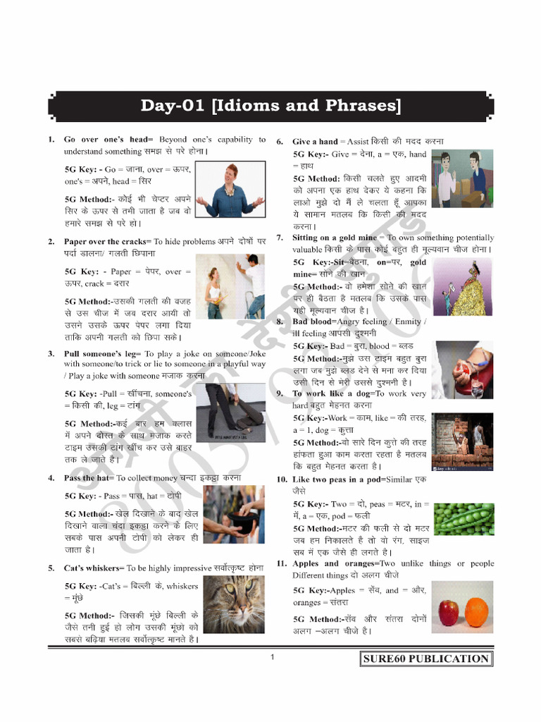 Day 1 To 2 (2600+ Idioms and Phrases) | PDF