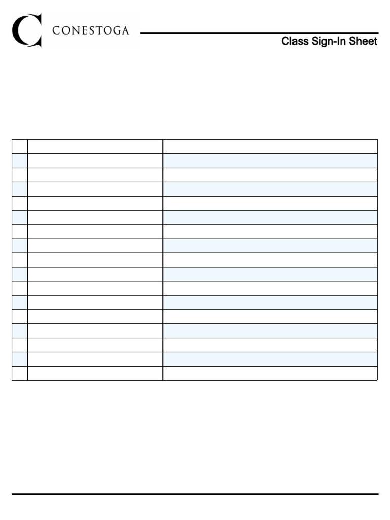 Class Sign in Sheet (Day) | PDF