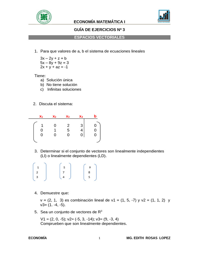 Ejercicios De Espacios Vectoriales Pdf