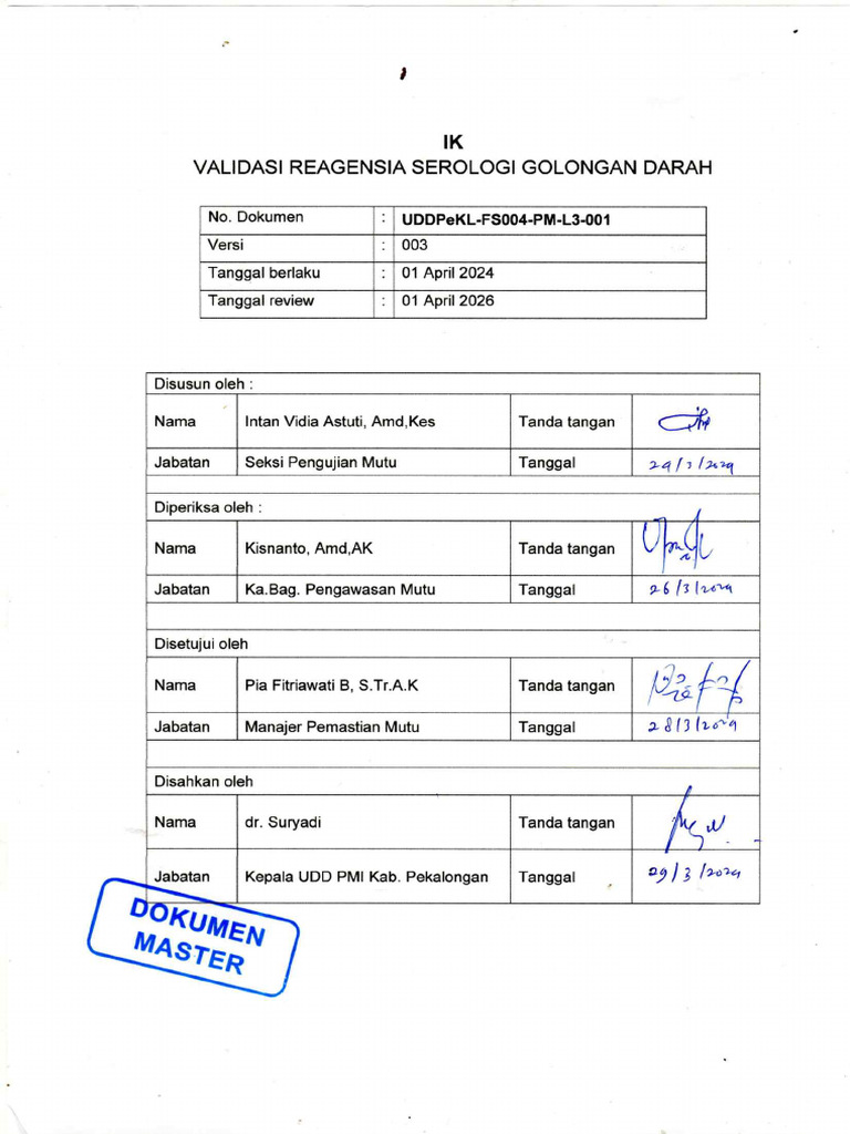 IK Validasi Reagensia Serologi Golongan Darah | PDF