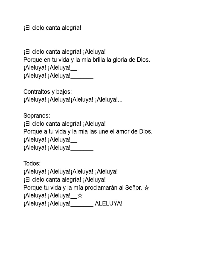 El Cielo Canta Alegria | PDF