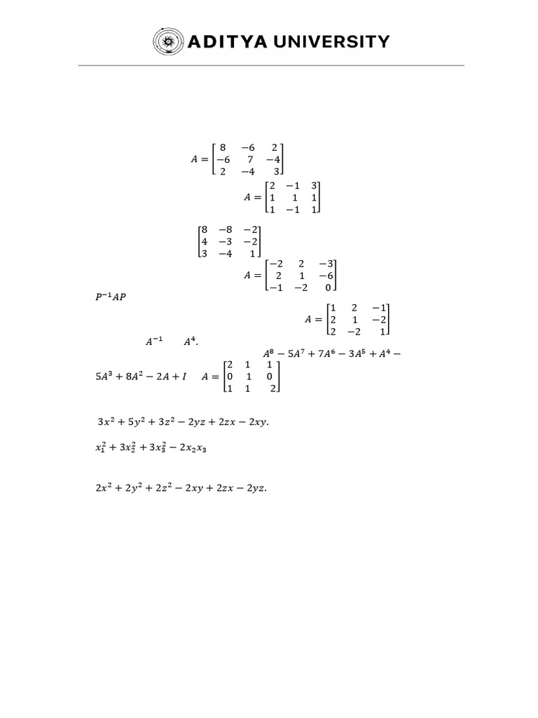 Linear Algebra Practice Problems | PDF