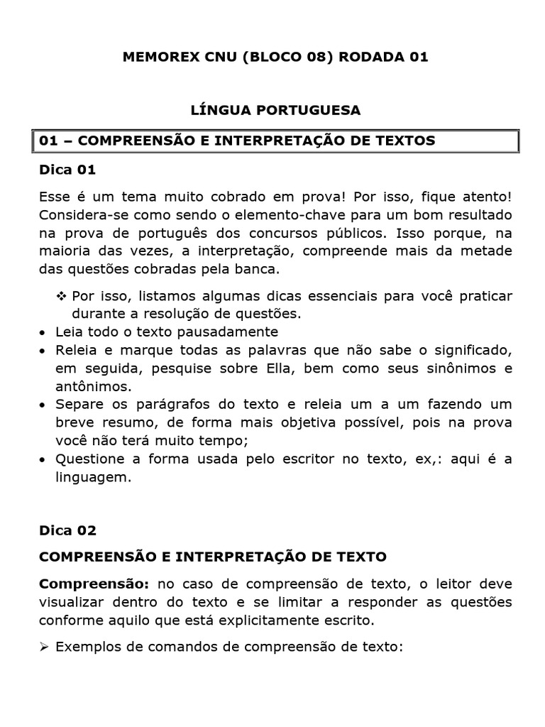 Memorex Cnu - Lingua Portuguesa 2024 | PDF