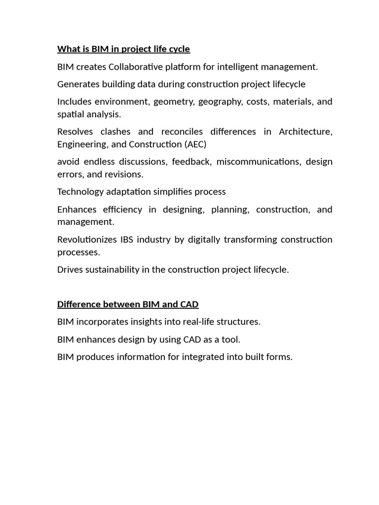 BIM in Project Life Cycle | PDF | Building Information Modeling ...