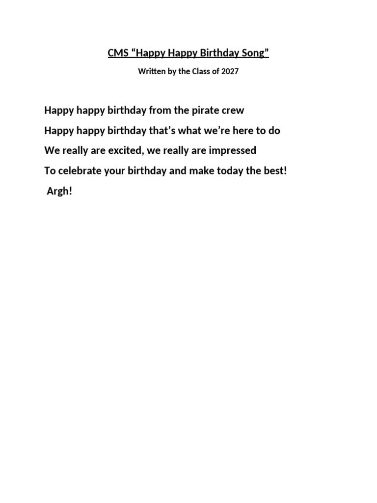 Pirate-Themed Birthday Song 2027 | PDF