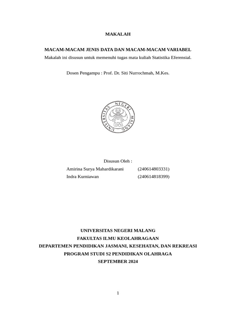 Jenis-jenis Data dan Variabel Statistika | PDF | Karier & Perkembangan