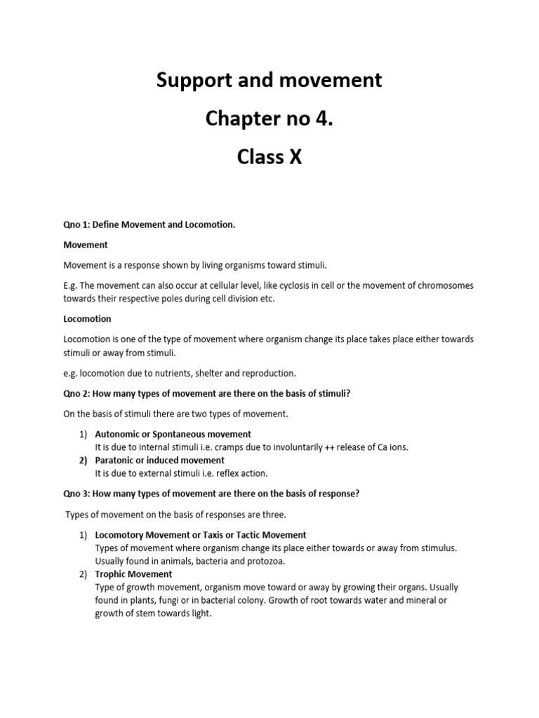 Support and Movement | PDF | Muscle | Skeleton
