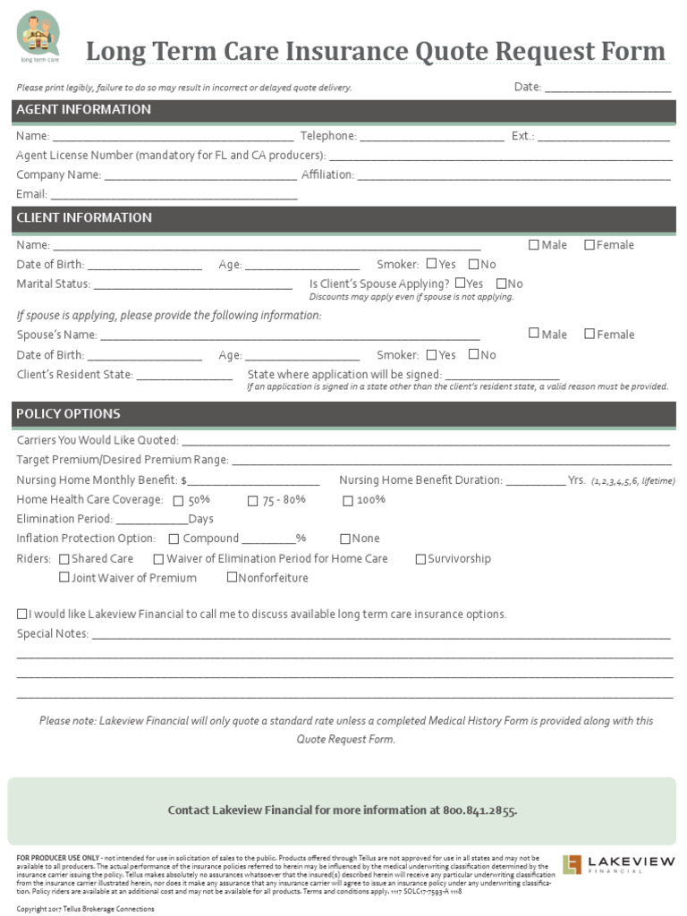 LTCQuoteRequest-LVF Fillable | PDF | Insurance | Financial Services