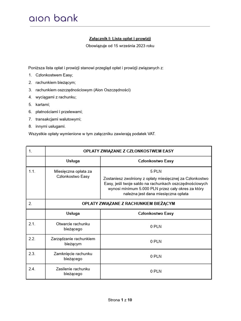 Oplaty Prowizje | PDF