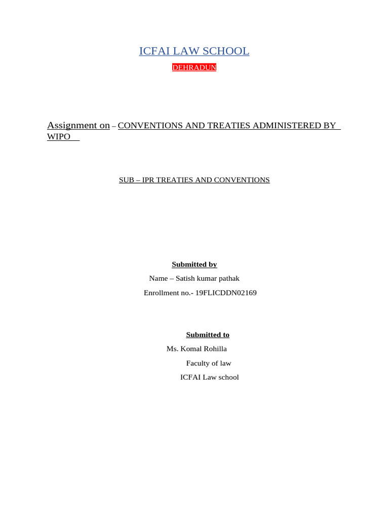 Conventions and Treaties Administered by Wipo | PDF | Priority Right ...
