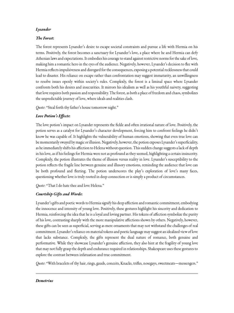 Lysander's Love: Forest and Illusion | PDF | Love