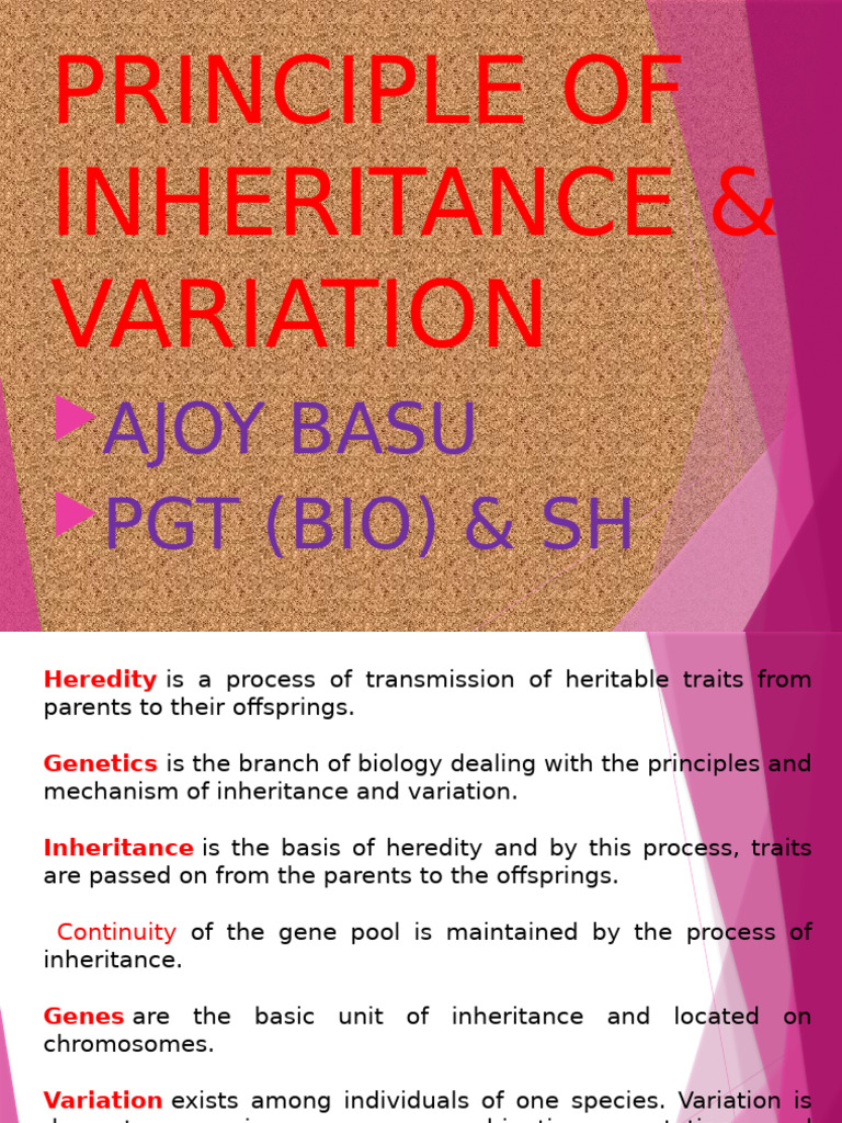 PRINCIPLE OF GENETICS & INHERITANCE According To Ncert by Diya | PDF ...