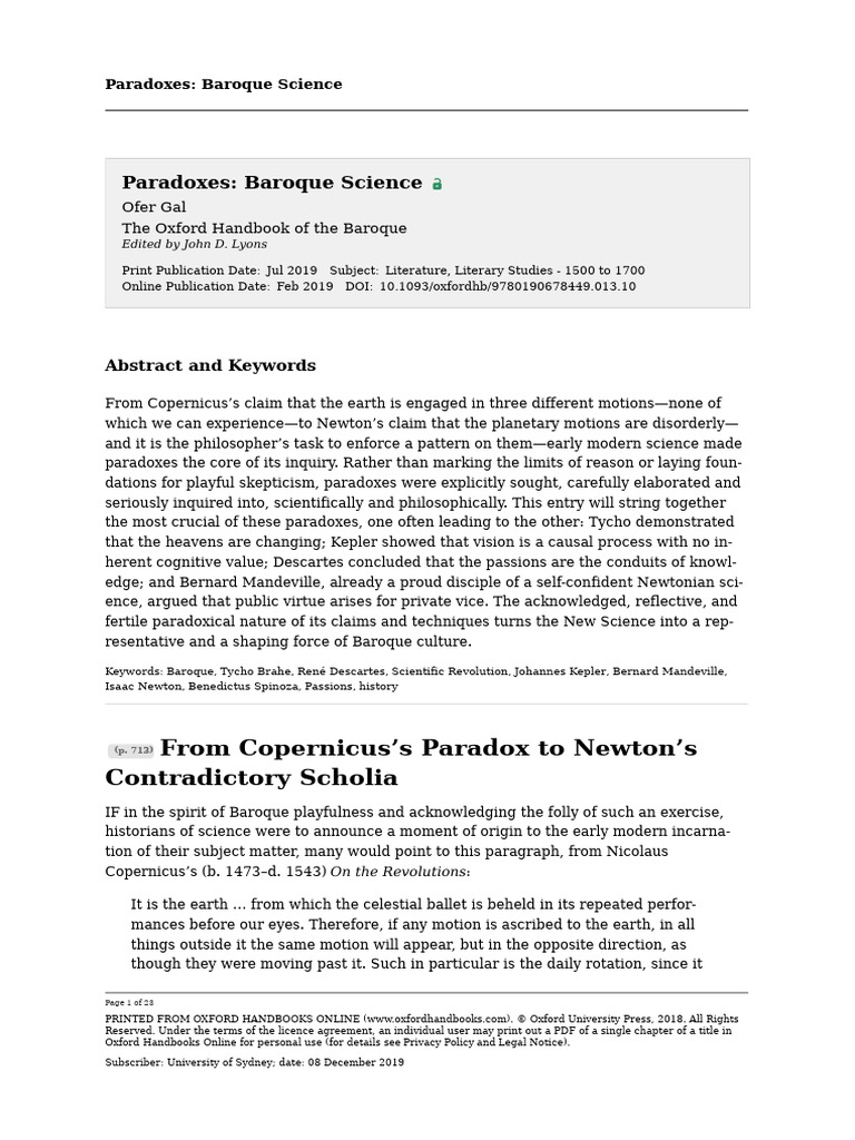 Paradoxes Baroque Science | PDF | Tycho Brahe | Johannes Kepler