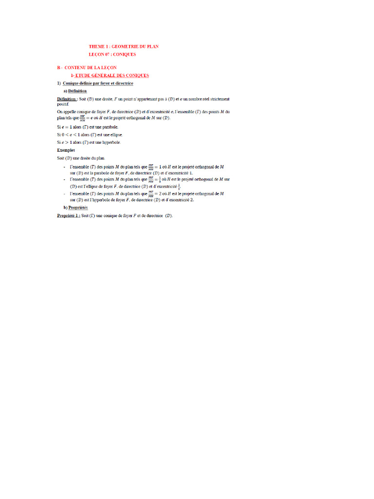 Conique Tle C | PDF