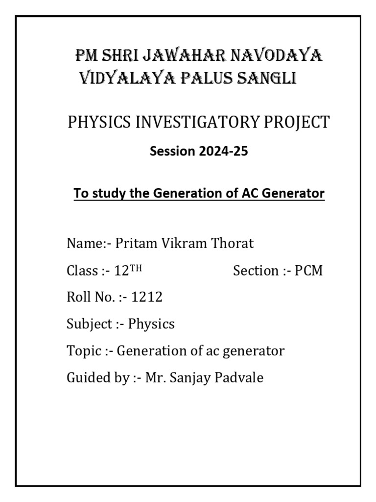 PHYSICS PROJECT FINAL | PDF | Electromagnetic Induction | Electricity