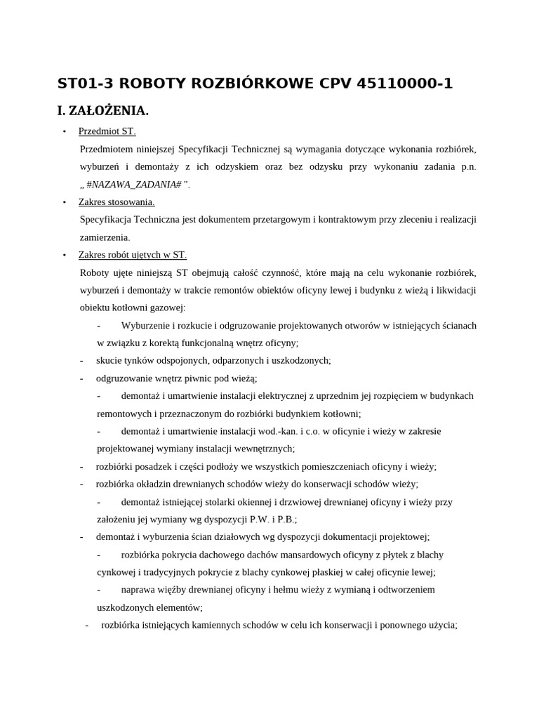 ST01-3 Roboty Rozbiórkowe | PDF