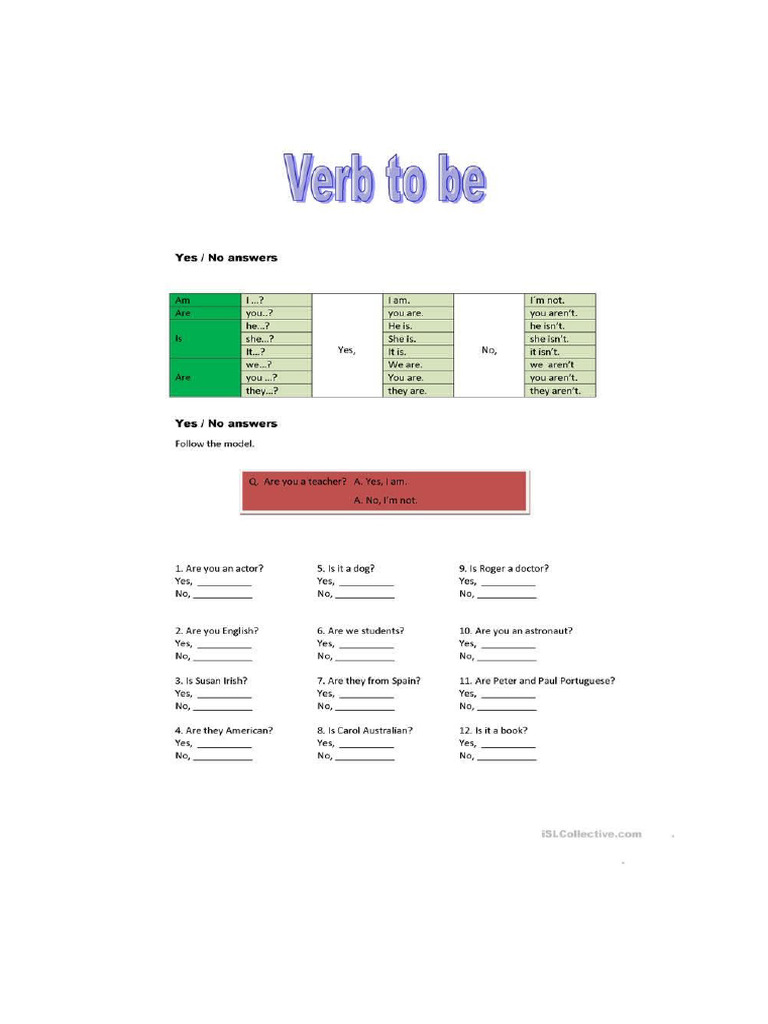 To Be Tabela | PDF