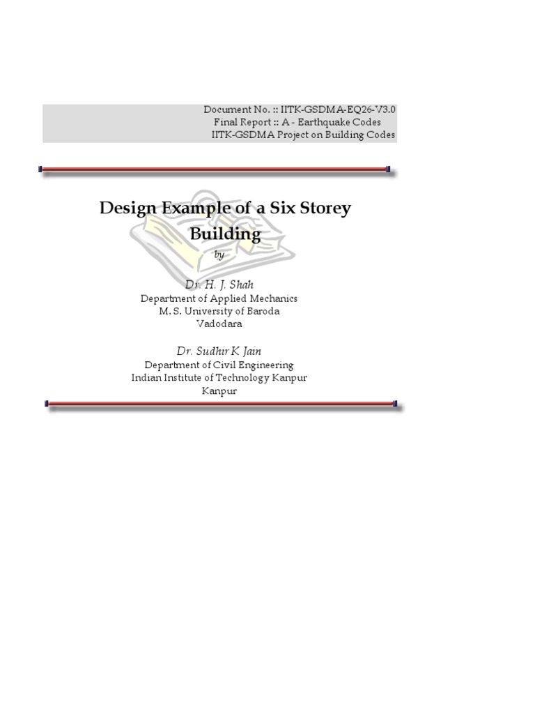 Design Example of Six Storey Building | PDF | Bending | Column