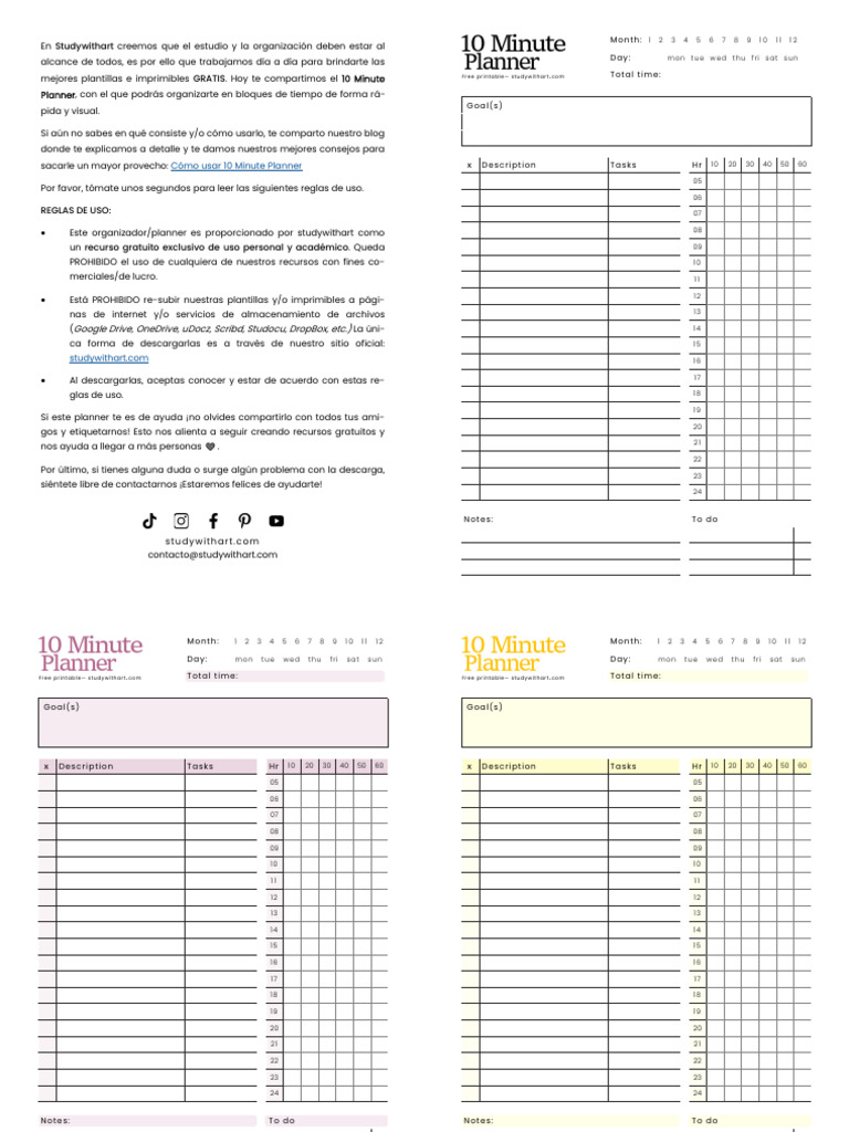 10 Minute Planner Gratis y Consejos | PDF | Internet | ciberespacio