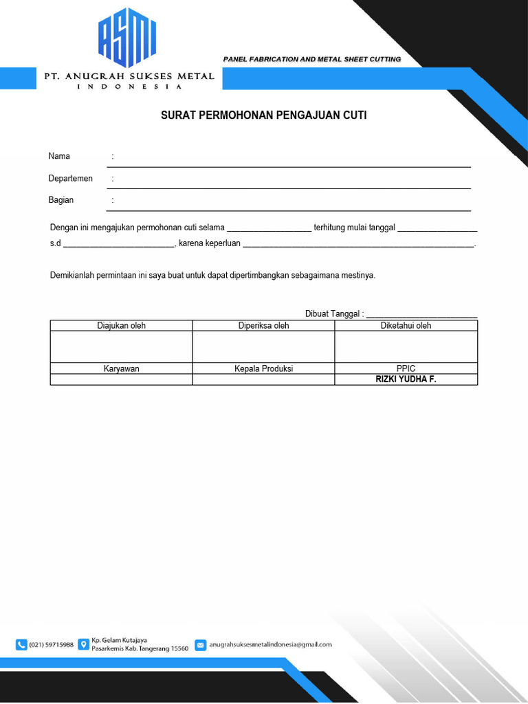Permohonan Cuti Karyawan Produksi | PDF
