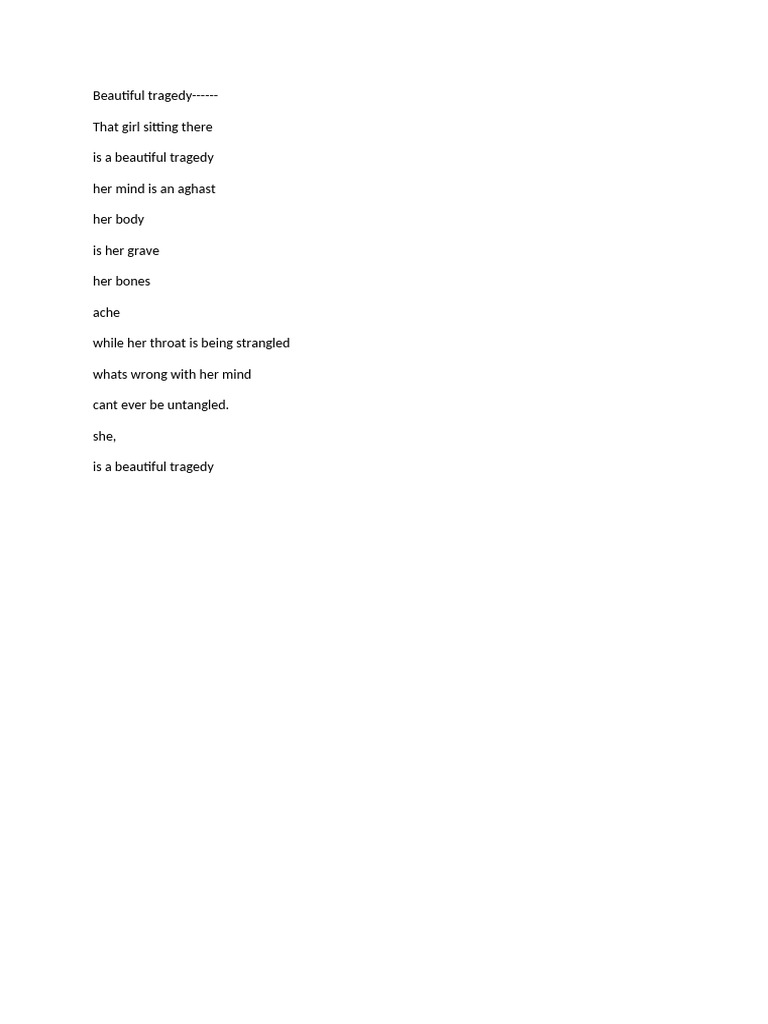Beautiful Tragedy: A Poetic Reflection | PDF