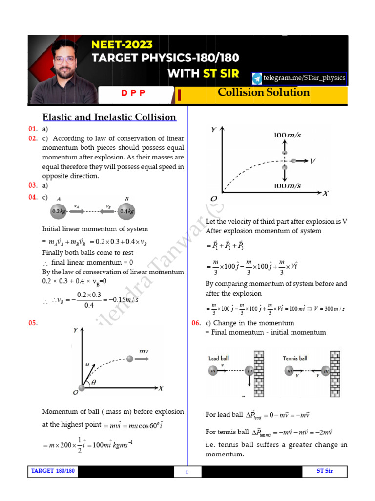 Collision DPP Solution | PDF | Momentum | Collision Collision DPP Solution | PDF | Momentum | Collision