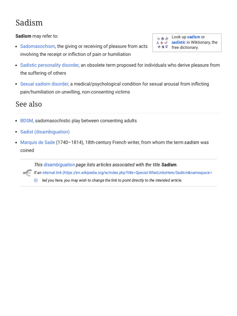Sadism - Wikipedia | PDF