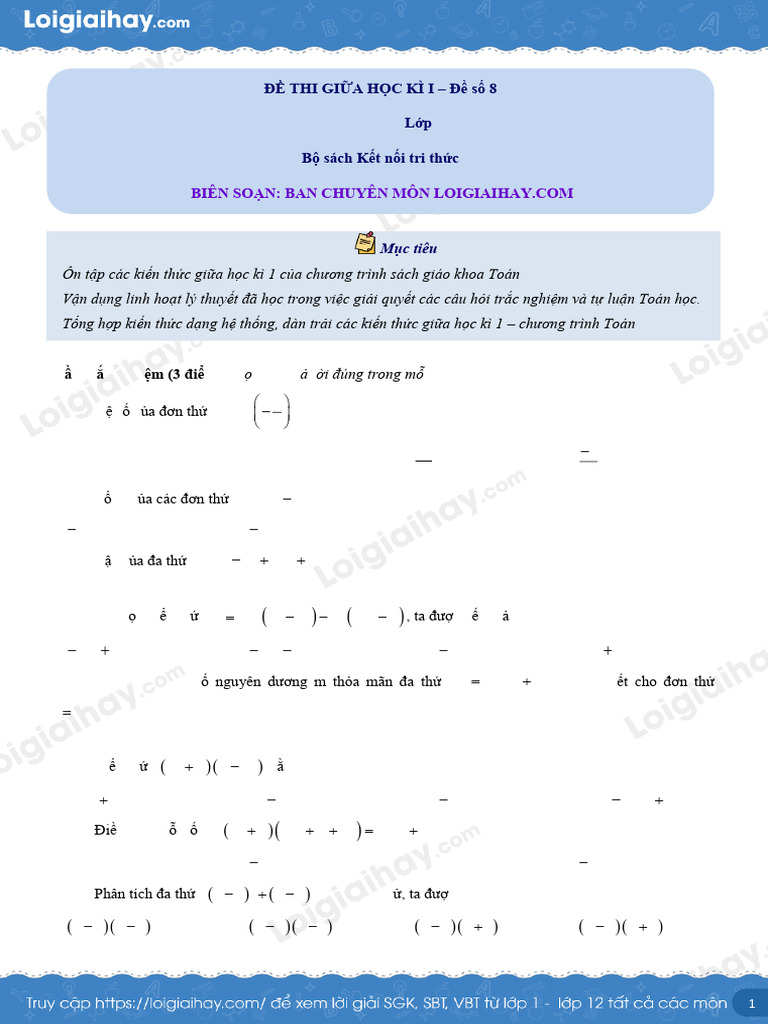 De Thi Giua Ki 1 Toan 8 Ket Noi Tri Thuc de So 8 1729766928 | PDF